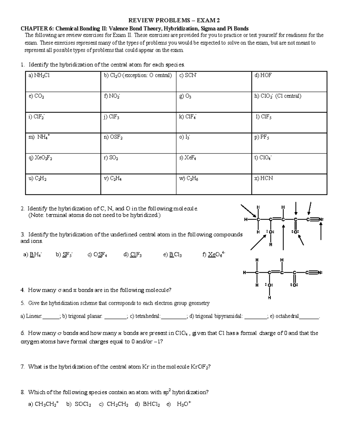 Review Problems Chapter 6 - REVIEW PROBLEMS – EXAM 2 CHAPTER 6 ...