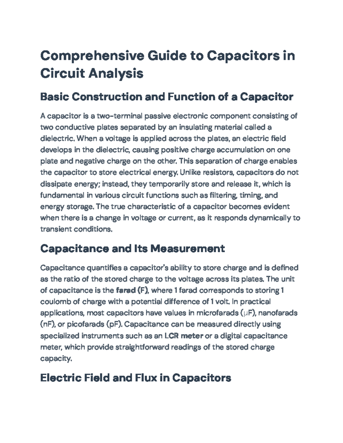 Comprehensive Guide to Capacitors for Circuit Analysis (ENG101) - Studocu