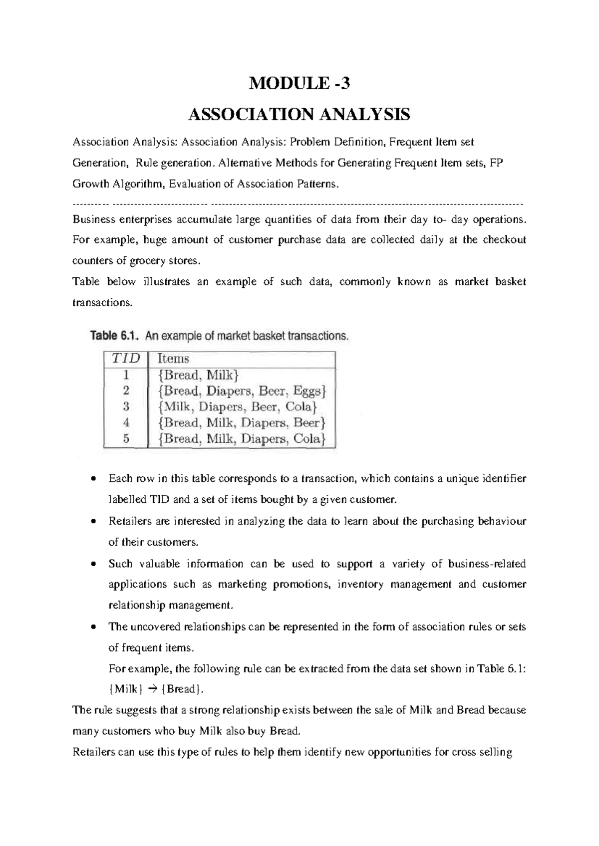 Module 3 - Important Notes on Association Analysis Techniques - Studocu