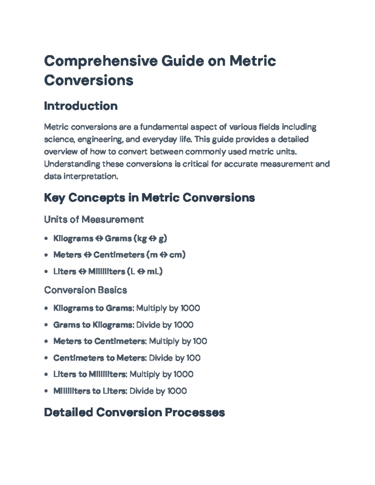 Comprehensive Guide on Metric Conversions for Science and Engineering ...