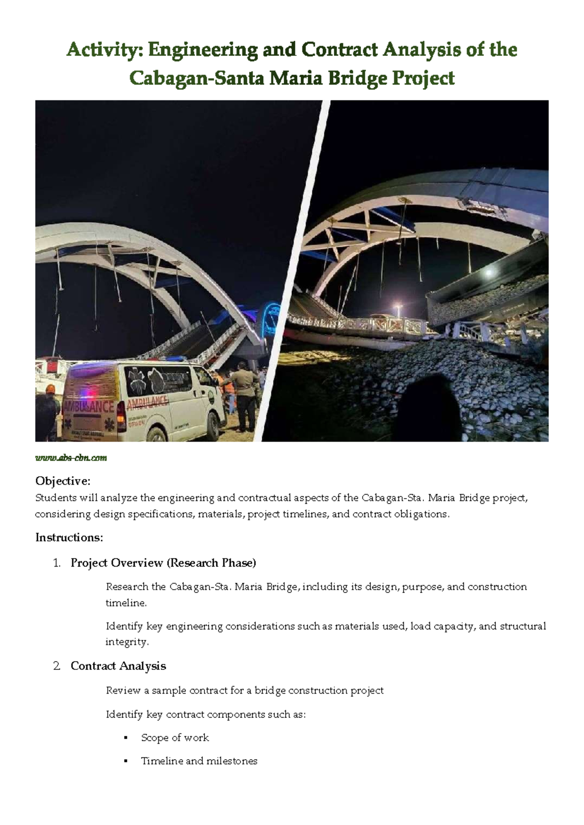 02-Case Study: Engineering & Contract Analysis of Maria Bridge - Studocu