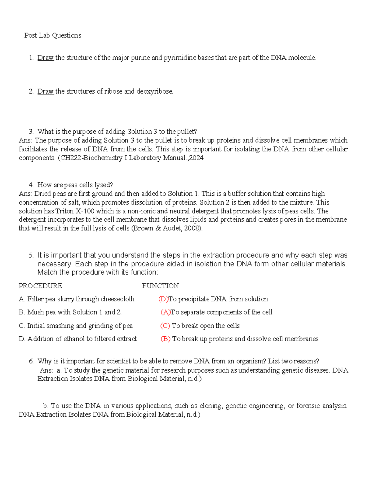 CH222 Exp#4 Isolation and identification of DNA 24M1 - Post Lab ...