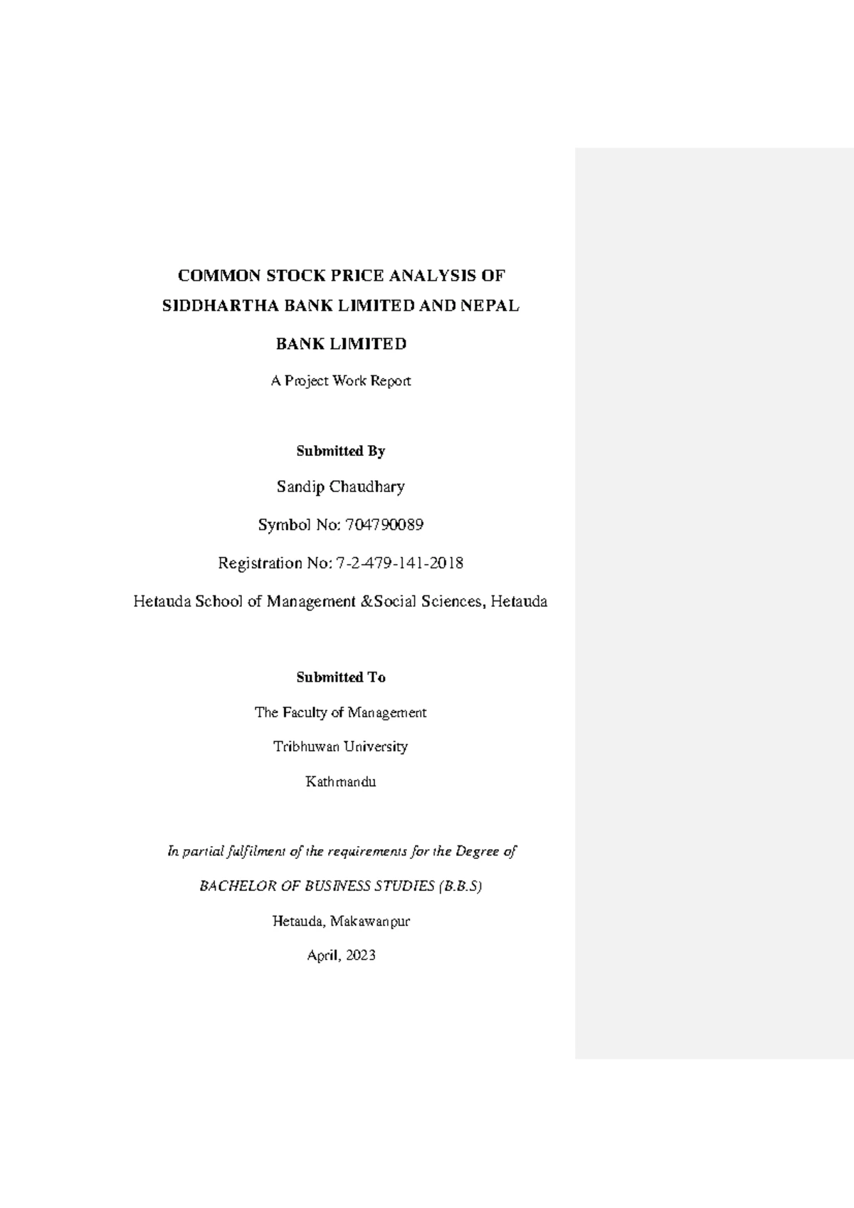 Financial Performance Analysis of NIBL and HBL: A Study on Banking in ...