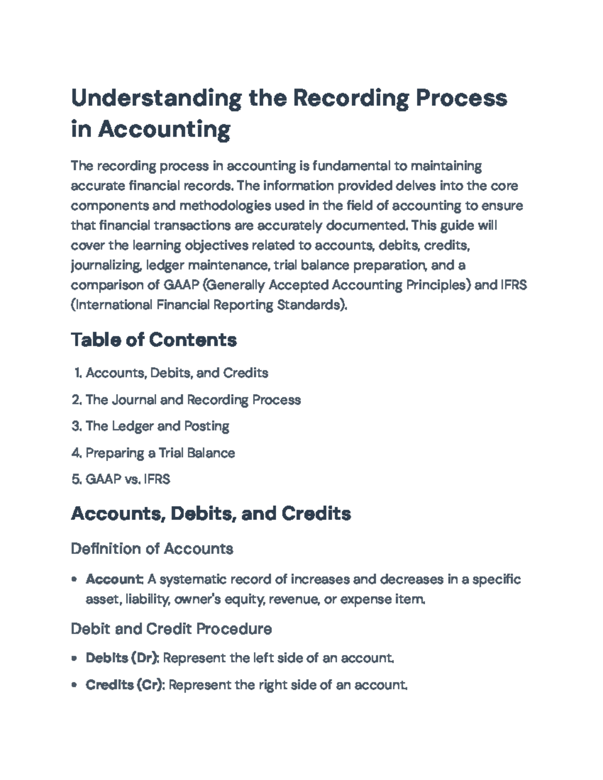 Understanding the Accounting Recording Process: GAAP vs. IFRS Guide ...