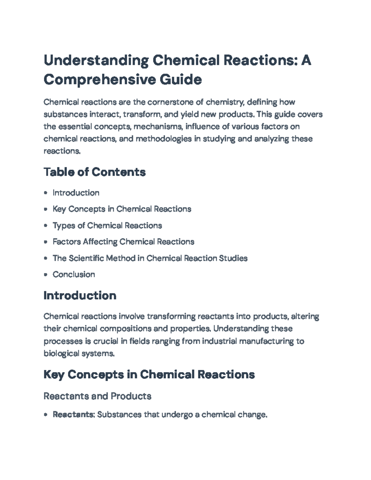 Understanding Chemical Reactions: Key Concepts and Influencing Factors ...