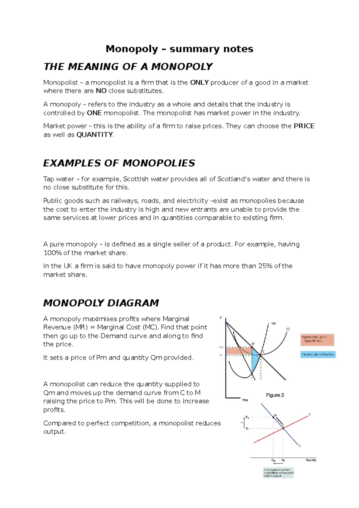 Econ 101: Monopoly Summary Notes and Key Concepts - Studocu