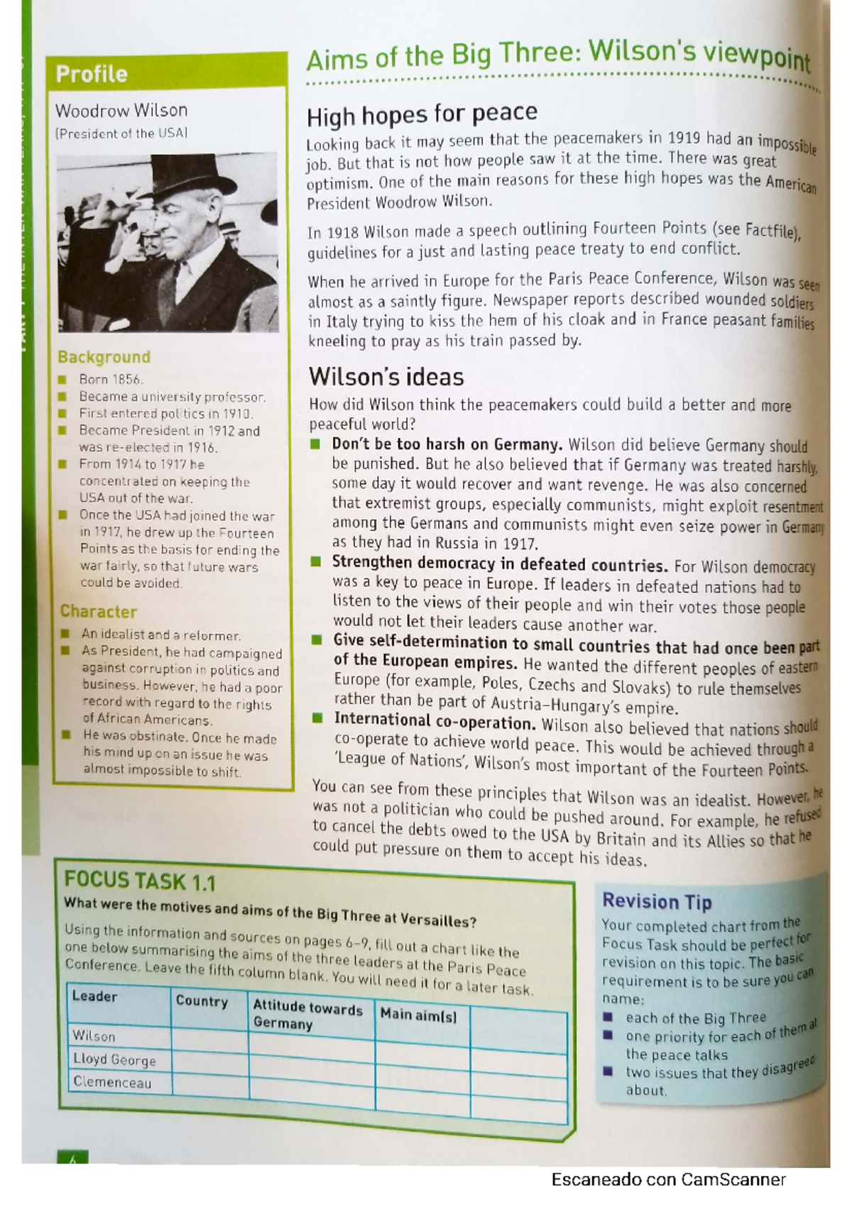 Treaty of Versailles - aaaa - Aims of the Big Three: viewpoint Profile ...