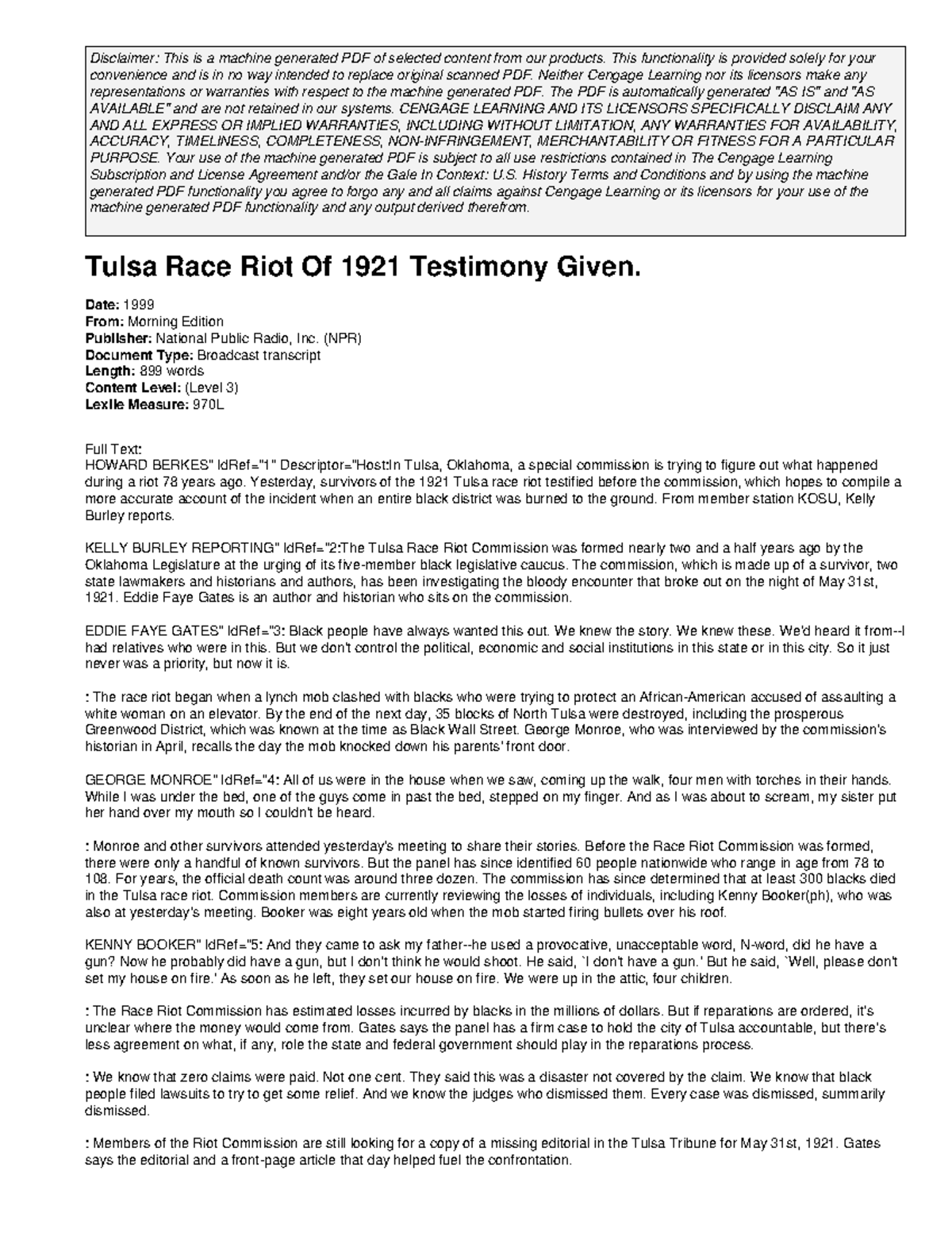 Tulsa Race Riot of 1921: Survivor Testimonies & Historical Analysis ...