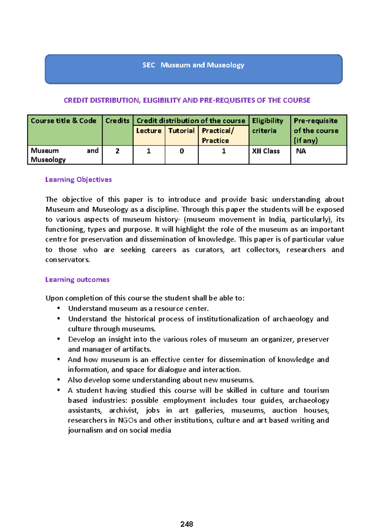 Museum and Museology Course Overview (Code: SEC) - Studocu