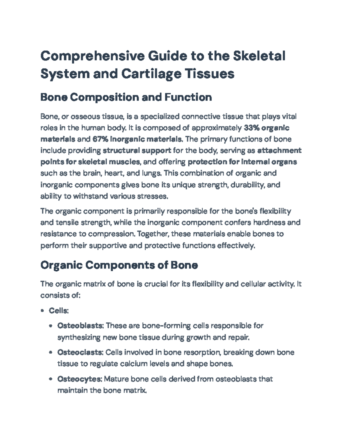 Comprehensive Guide to Skeletal System: Bone & Cartilage Structure ...