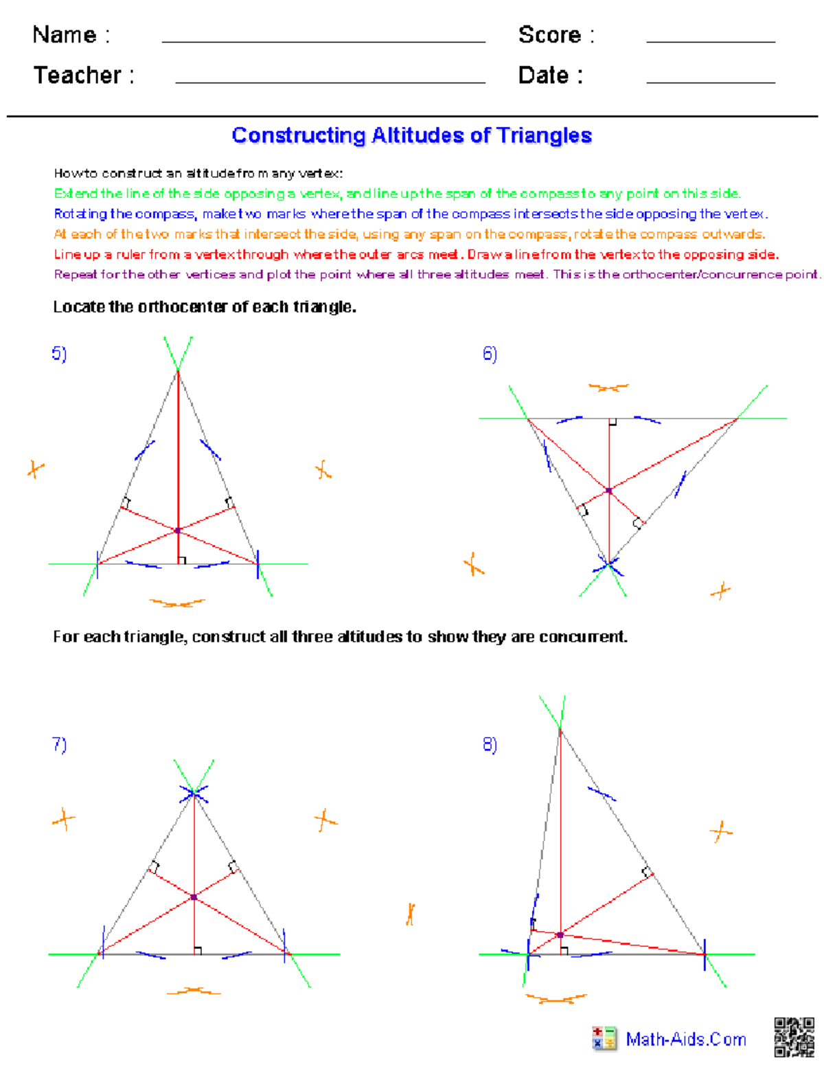 Constructing Altitudes of Triangles: Techniques & Steps - Studocu