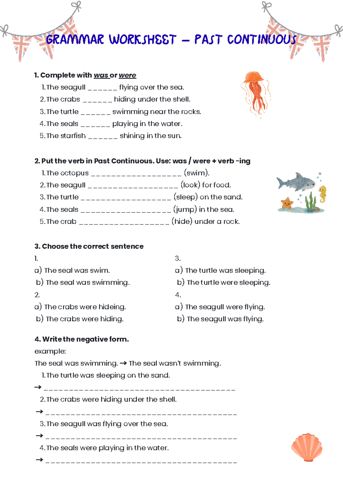 Grammar Worksheet – Past Continuous Exercises - Studocu