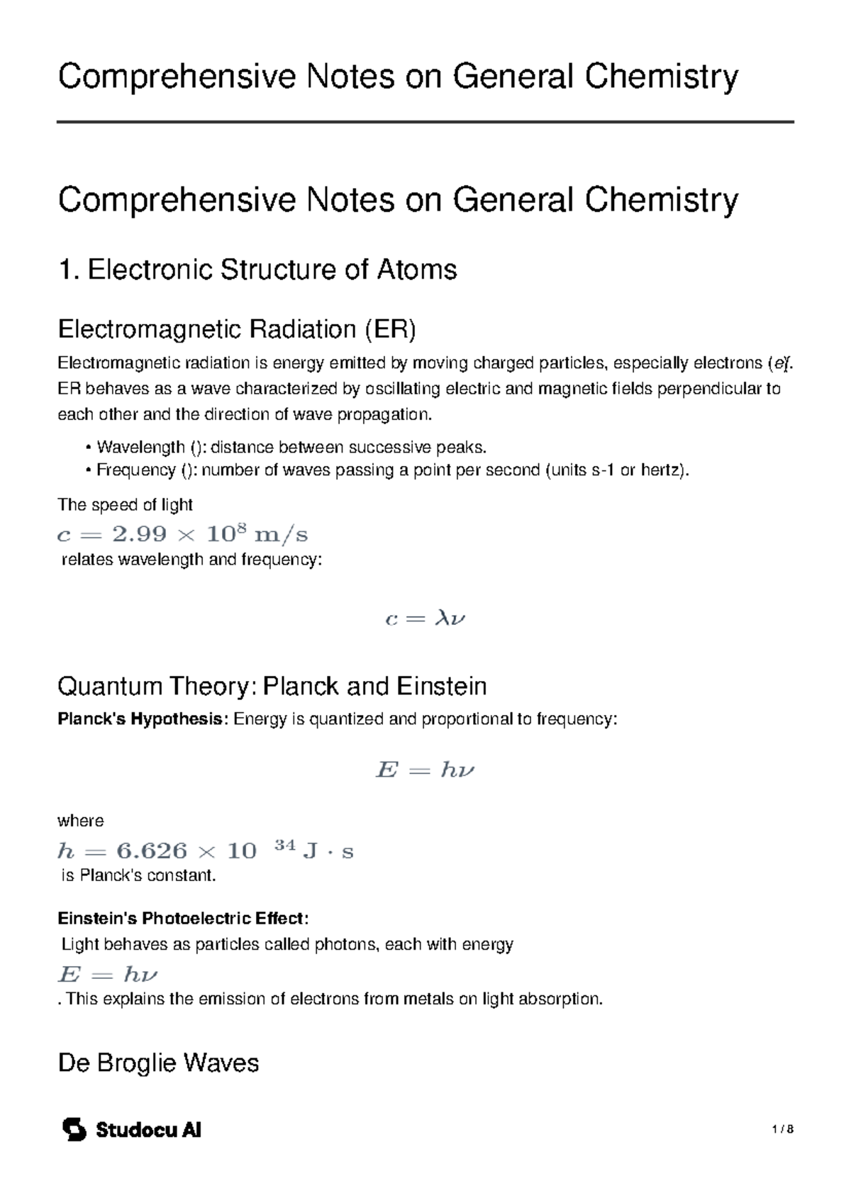 Comprehensive Notes on General Chemistry - Studocu