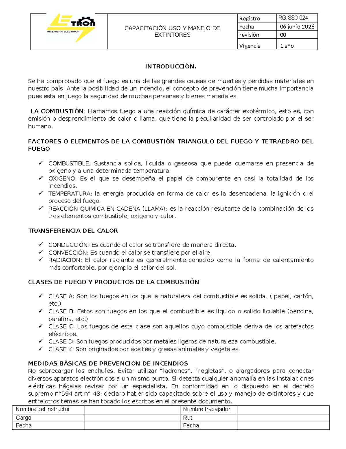CAPACITACIÓN RG.SSO.024: Uso y Manejo de Extintores 2026 - Studocu