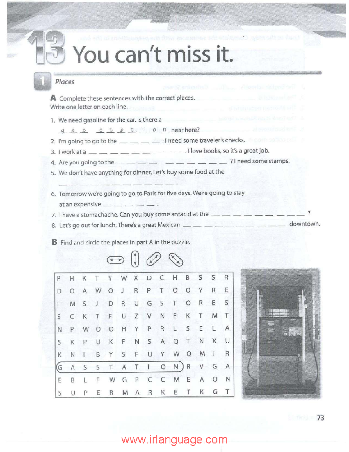 Unit 13 Workbook: Places and Directions Exercises - Studocu