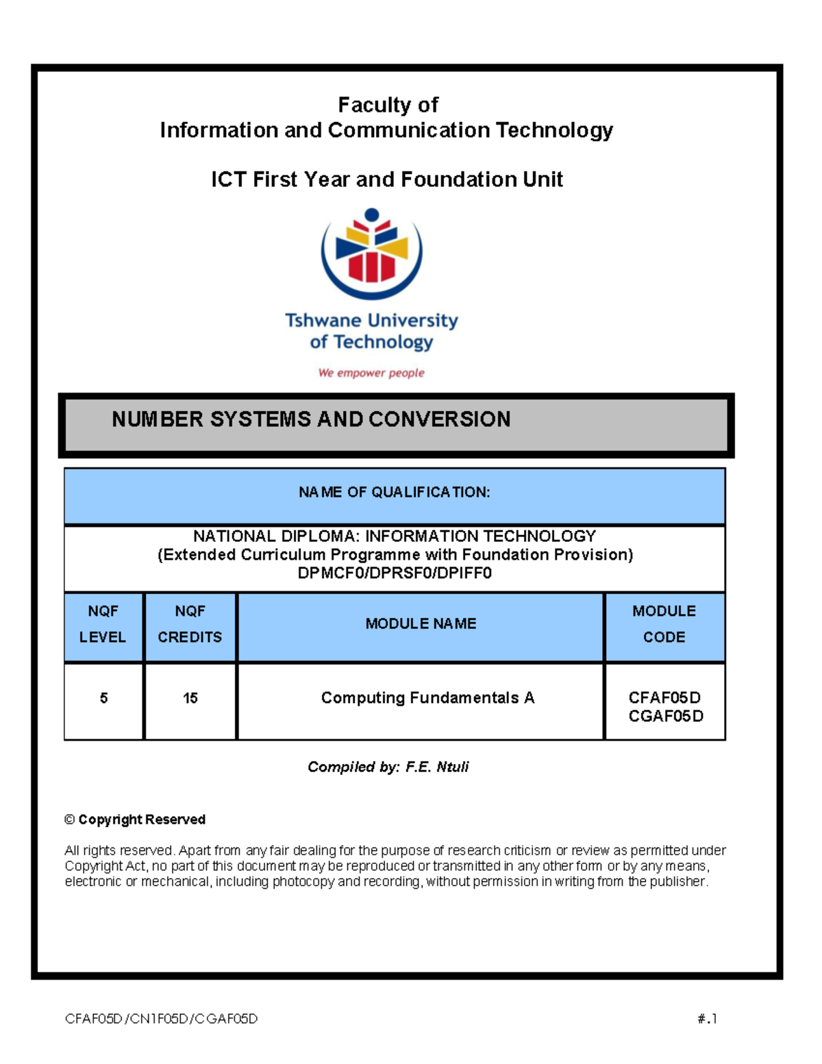 Number Systems and Conversion Notes for CFAF05D - Studocu