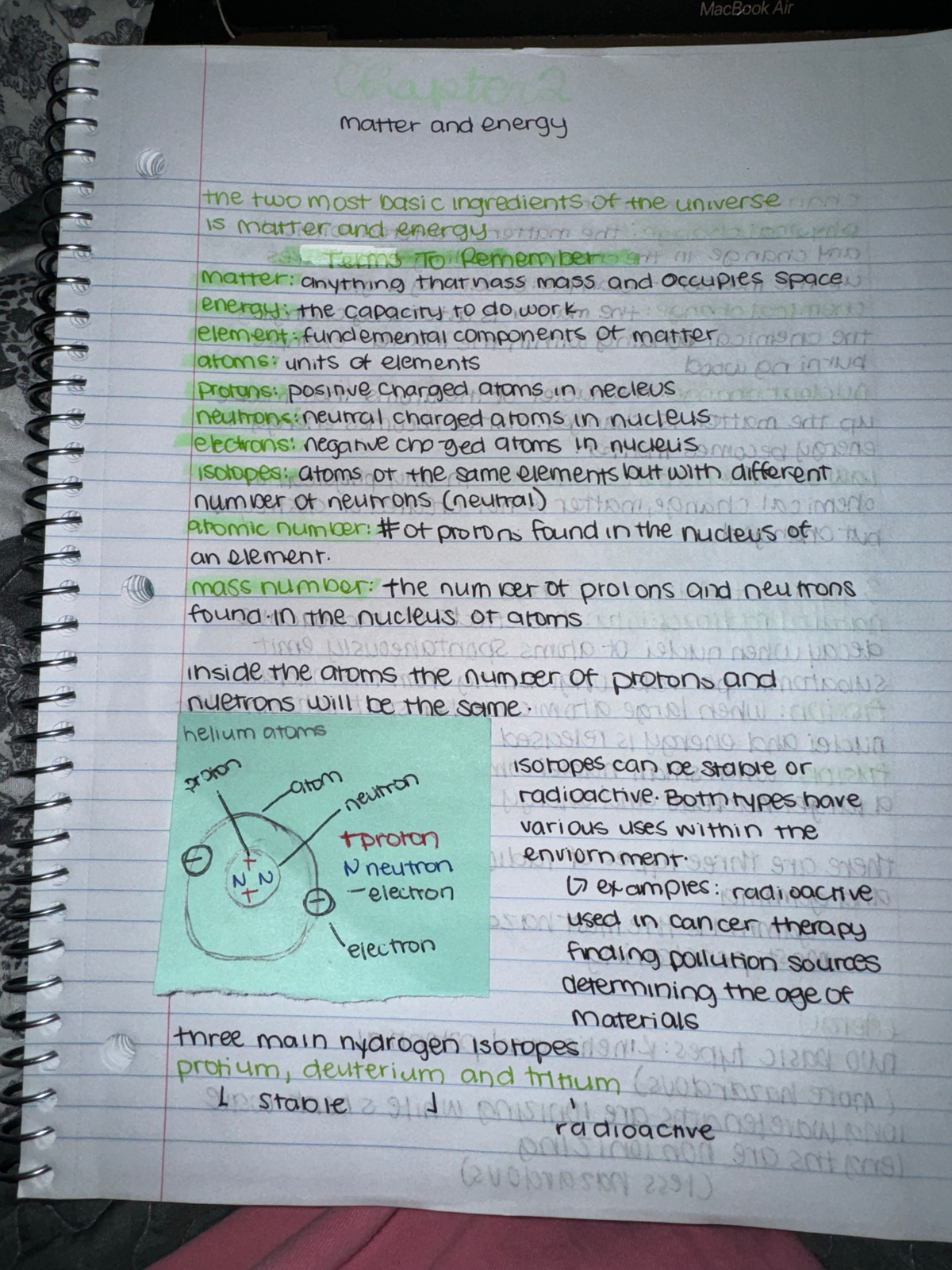 CH2 ESC 301 - Matter and Energy Concepts and Key Terms Notes - Studocu
