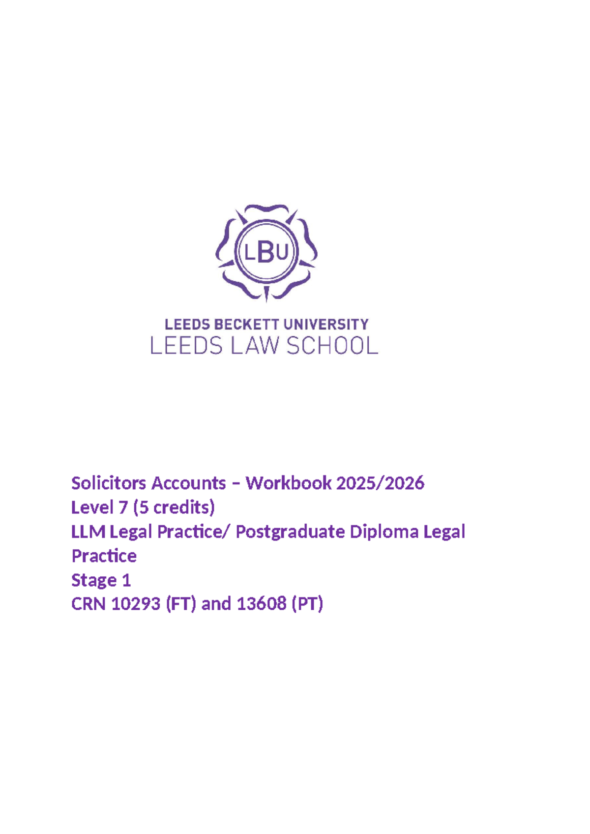 Solicitors Accounts Workbook Level 7 - LPC Legal Practice Stage 1 - Studocu