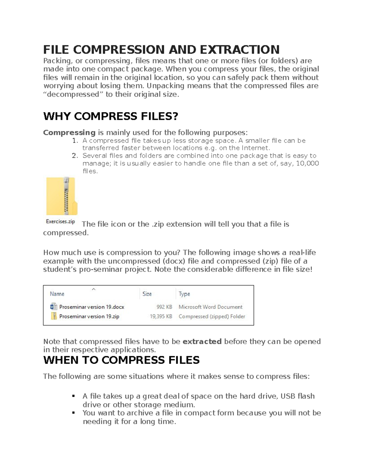 File Compression AND Extraction - FILE COMPRESSION AND EXTRACTION ...