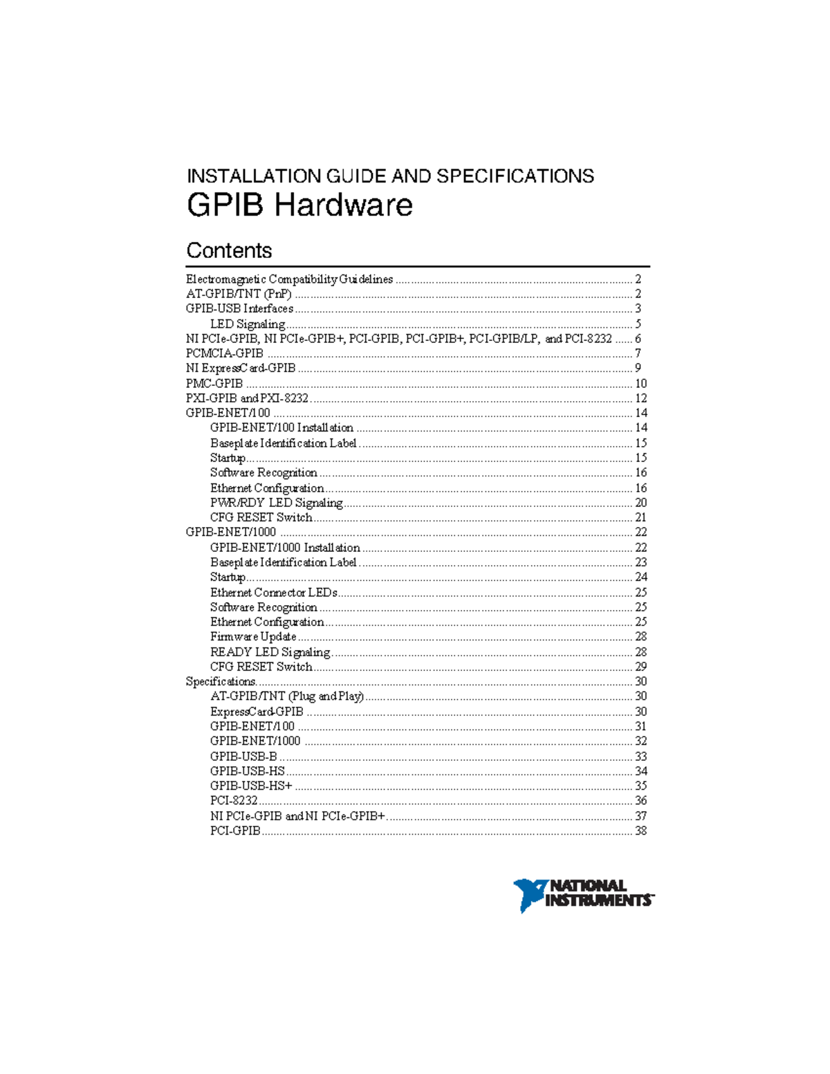 GPIB Hardware Installation Guide & Specs (NI) - Studocu