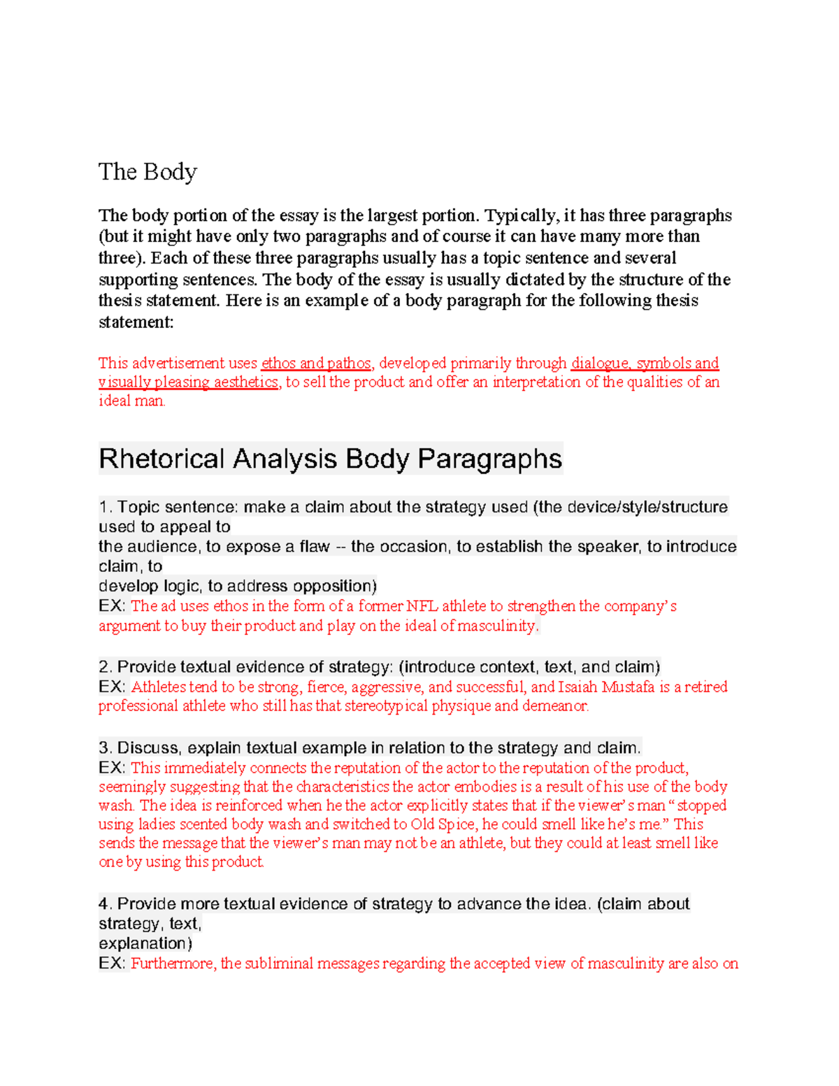 Ethos and Rhetorical Strategies in Body Paragraphs: Analysis Sample ...