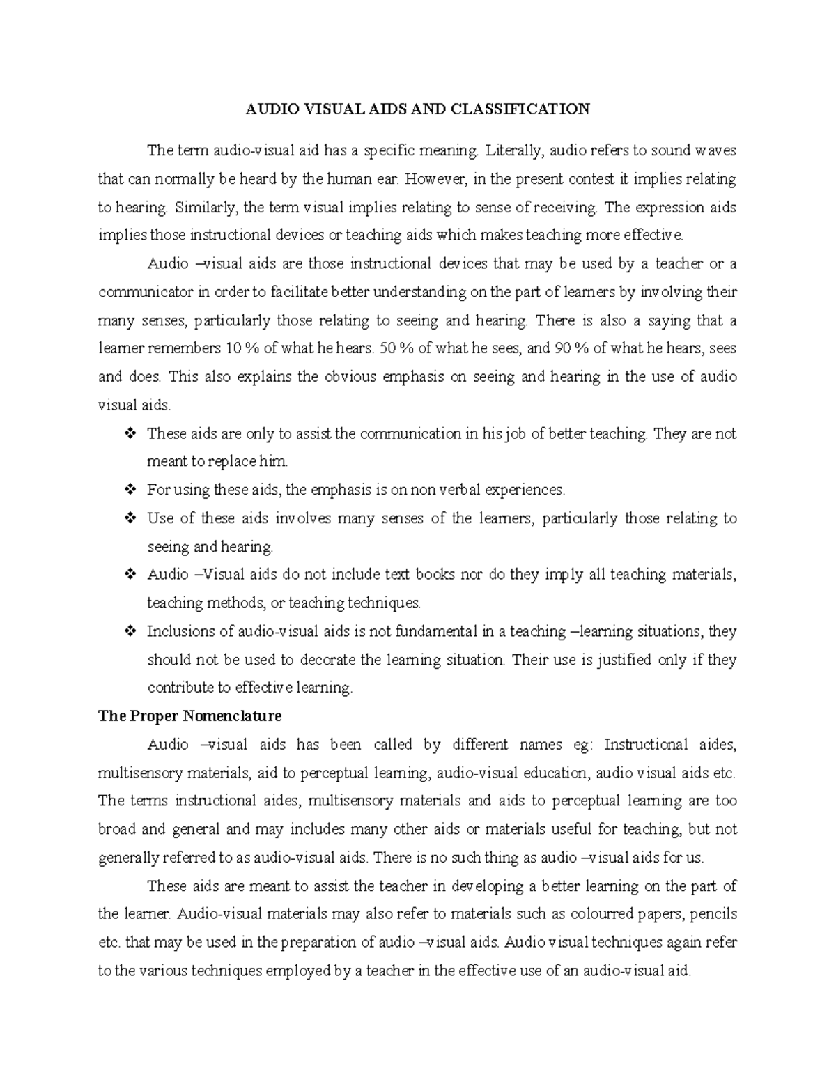 AV Aids Classification and Types: Understanding Audio-Visual Aids - Studocu