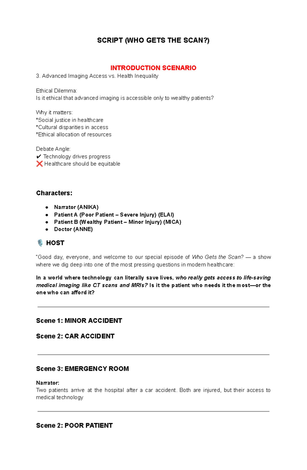 IT ERA TASK: Ethical Dilemma of Advanced Imaging Access in Healthcare ...