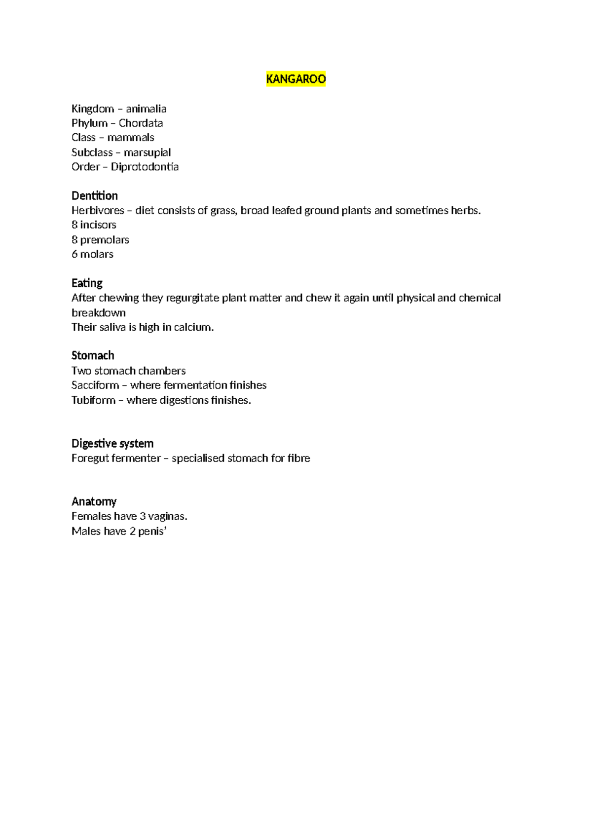 Kangaroo notes - KANGAROO Kingdom – animalia Phylum – Chordata Class ...
