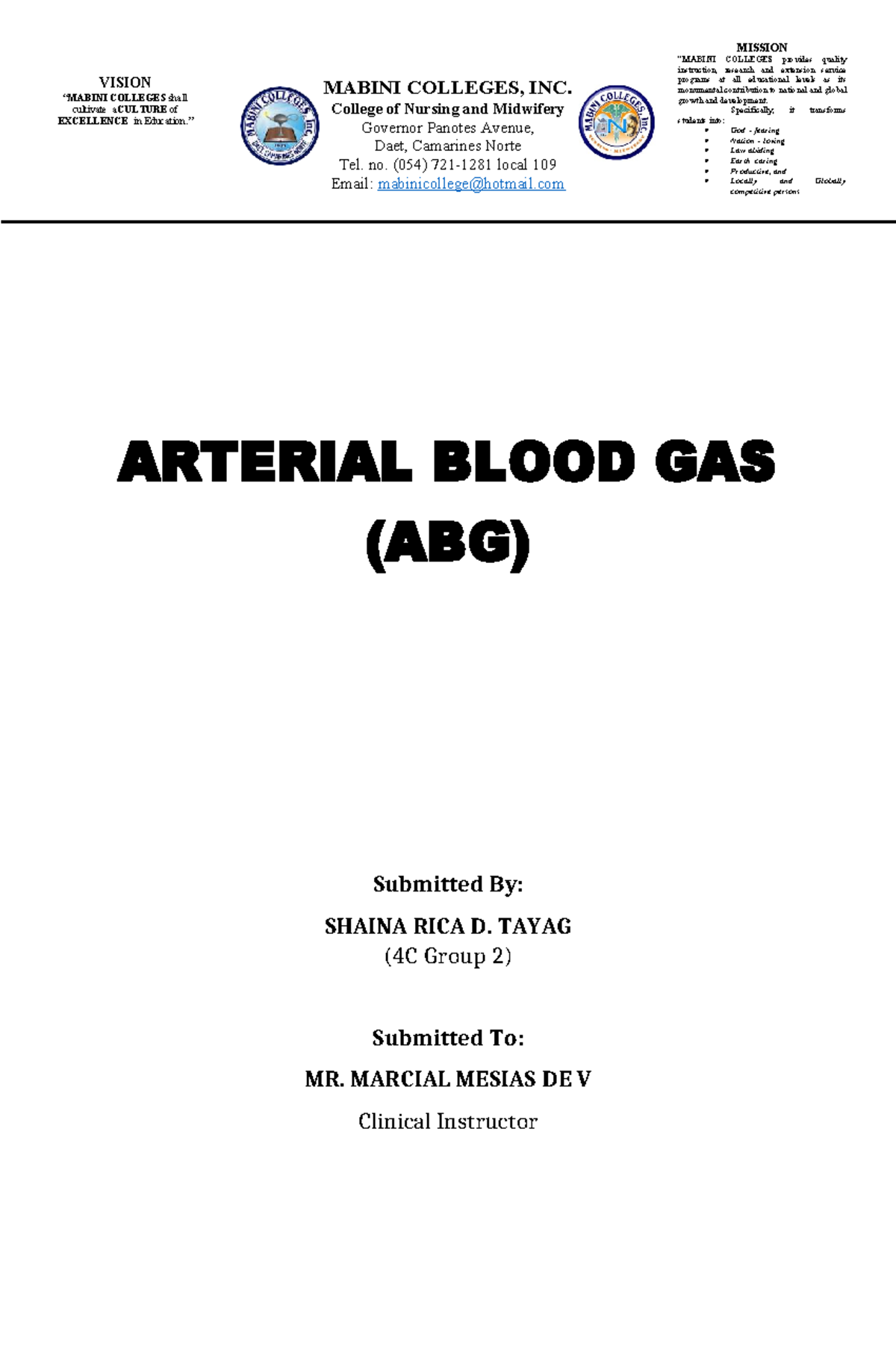 ABG Module: Understanding Arterial Blood Gas Analysis in Nursing - Studocu