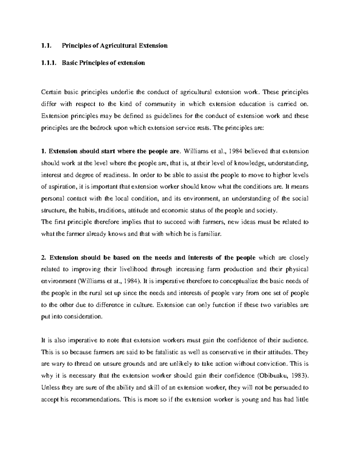 Principles of Agricultural Extension: Foundations and Guidelines - Studocu