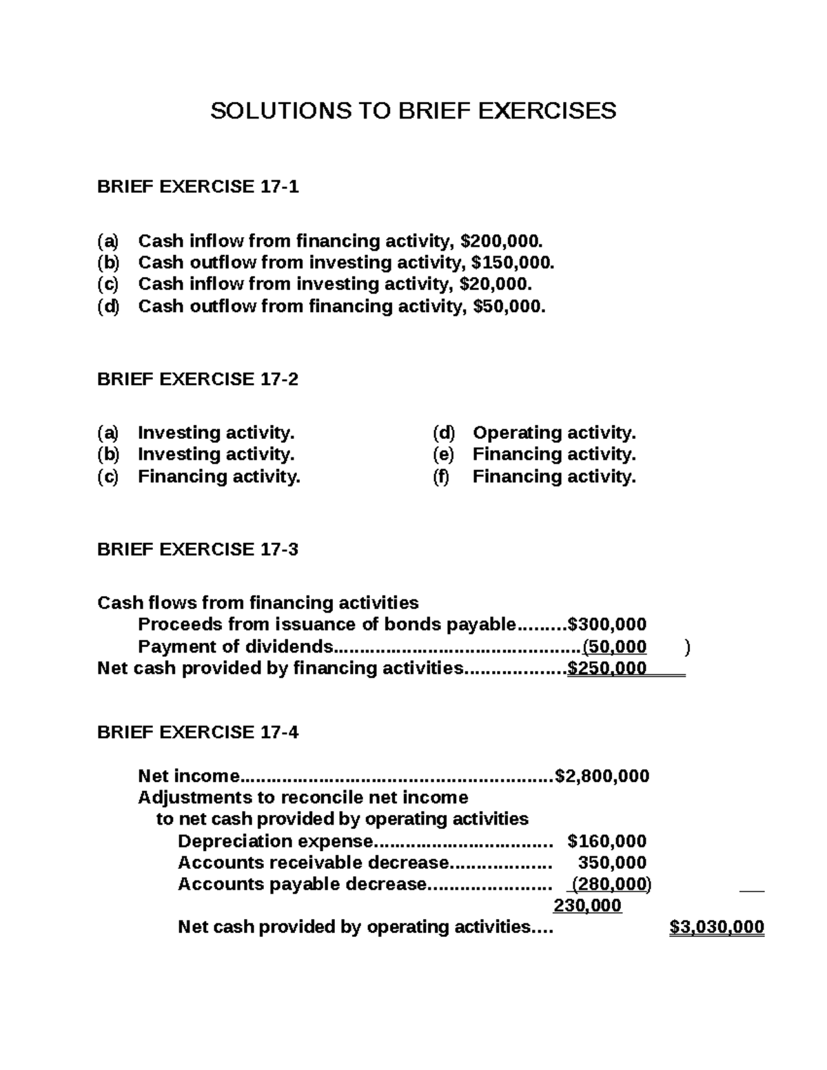 Chapter 17 Brief Exercises Solutions - SOLUTIONS TO BRIEF EXERCISES ...