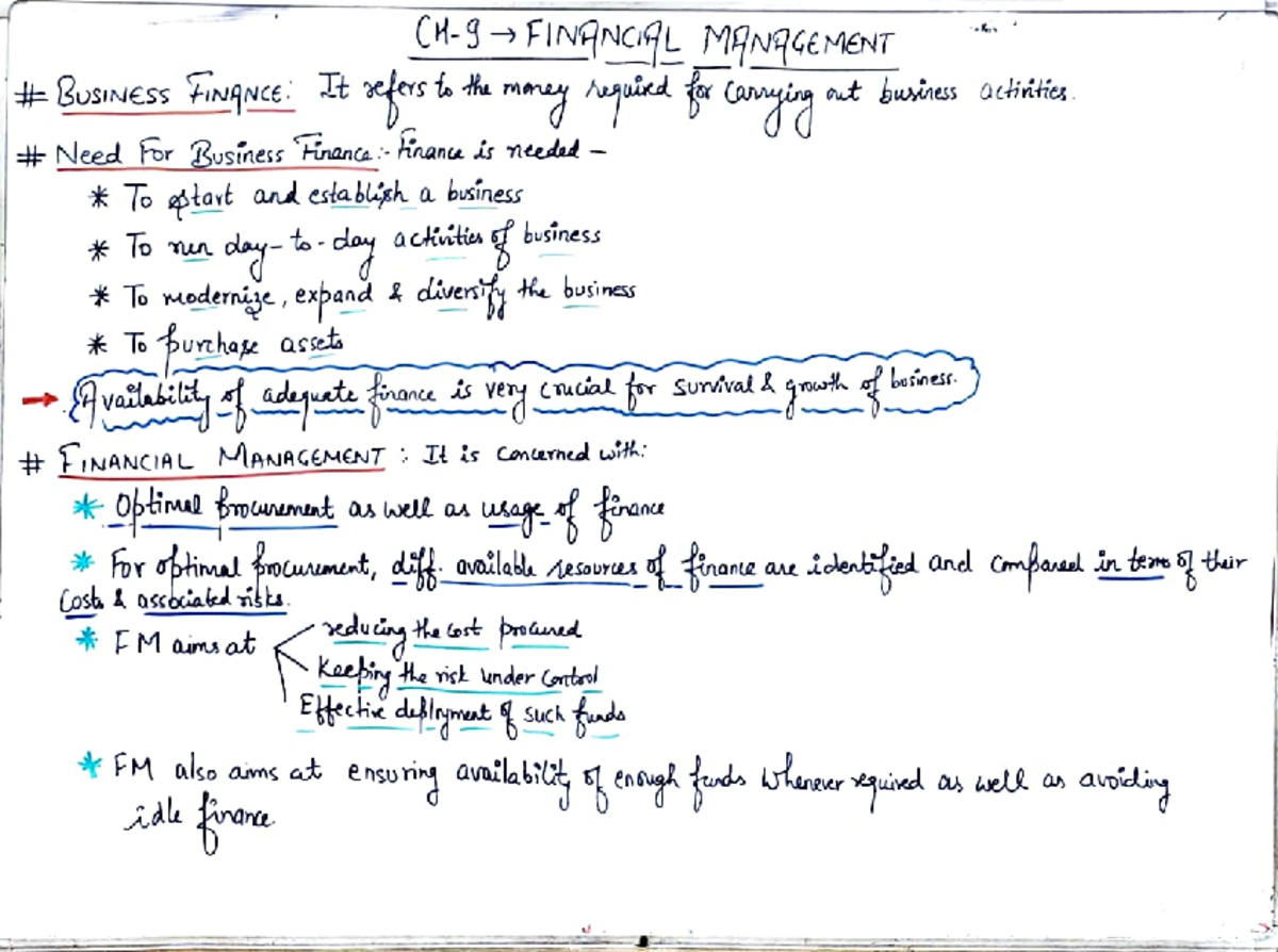 Ch-9 Financial Management Business Finance Study Notes - Studocu