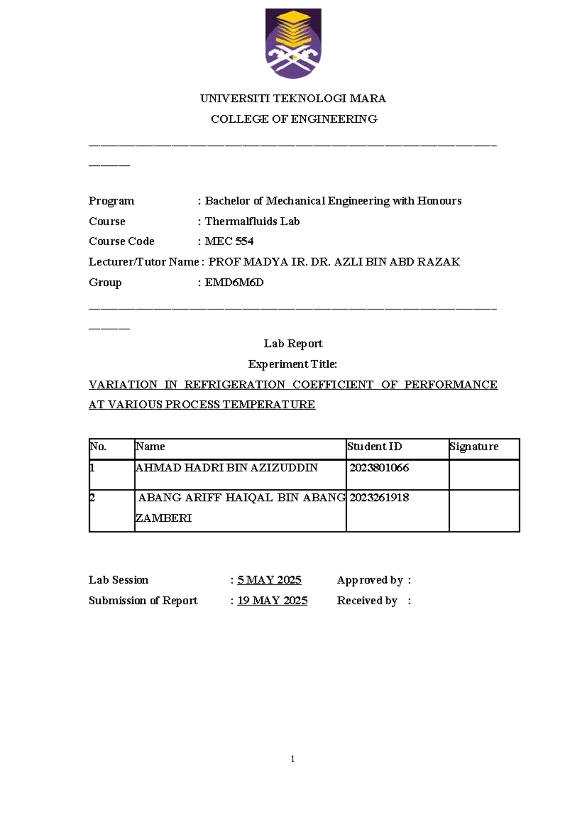 MEC 554 Thermalfluids Lab Report: Boundary Layer Analysis on Flat ...