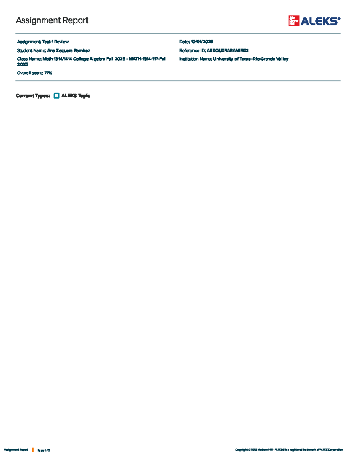 Math 1314/1414 Test 1 Review Report - Fall 2025 - Studocu