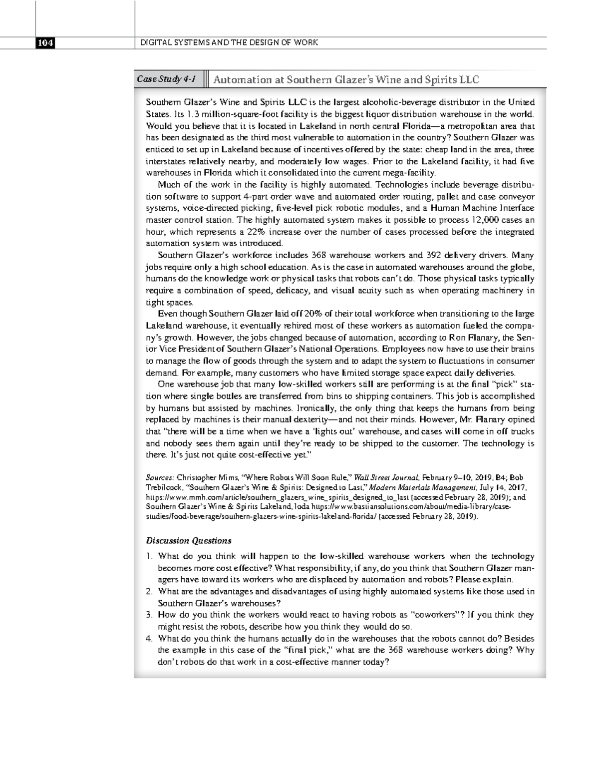 C4 Case Study: Automation in Southern Glazer's Wine & Spirits - Studocu