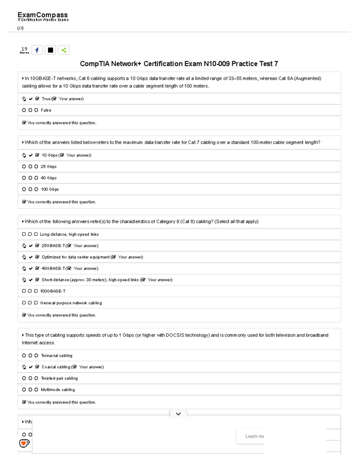 CompTIA Network+ Certification Practice Test 7 (Exam N10-009) - Studocu