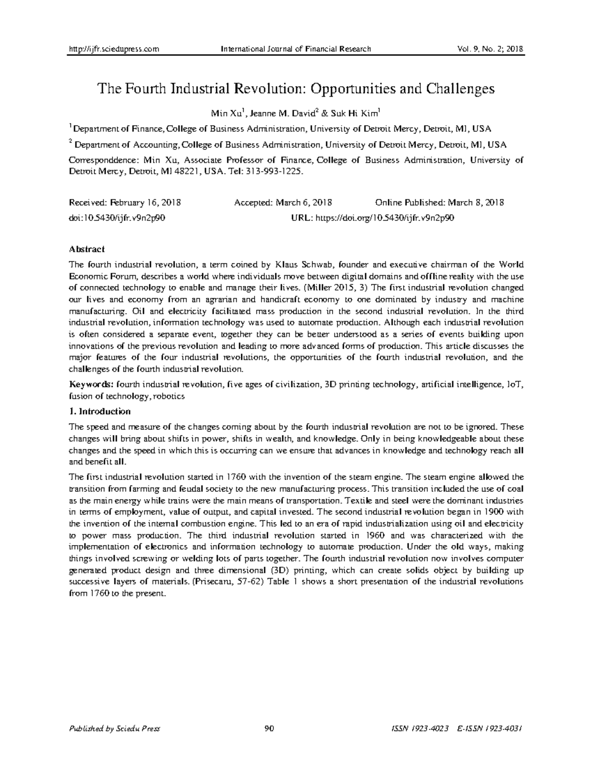 The Fourth Industrial Revolution Opportunities and - David 2 & Suk Hi ...