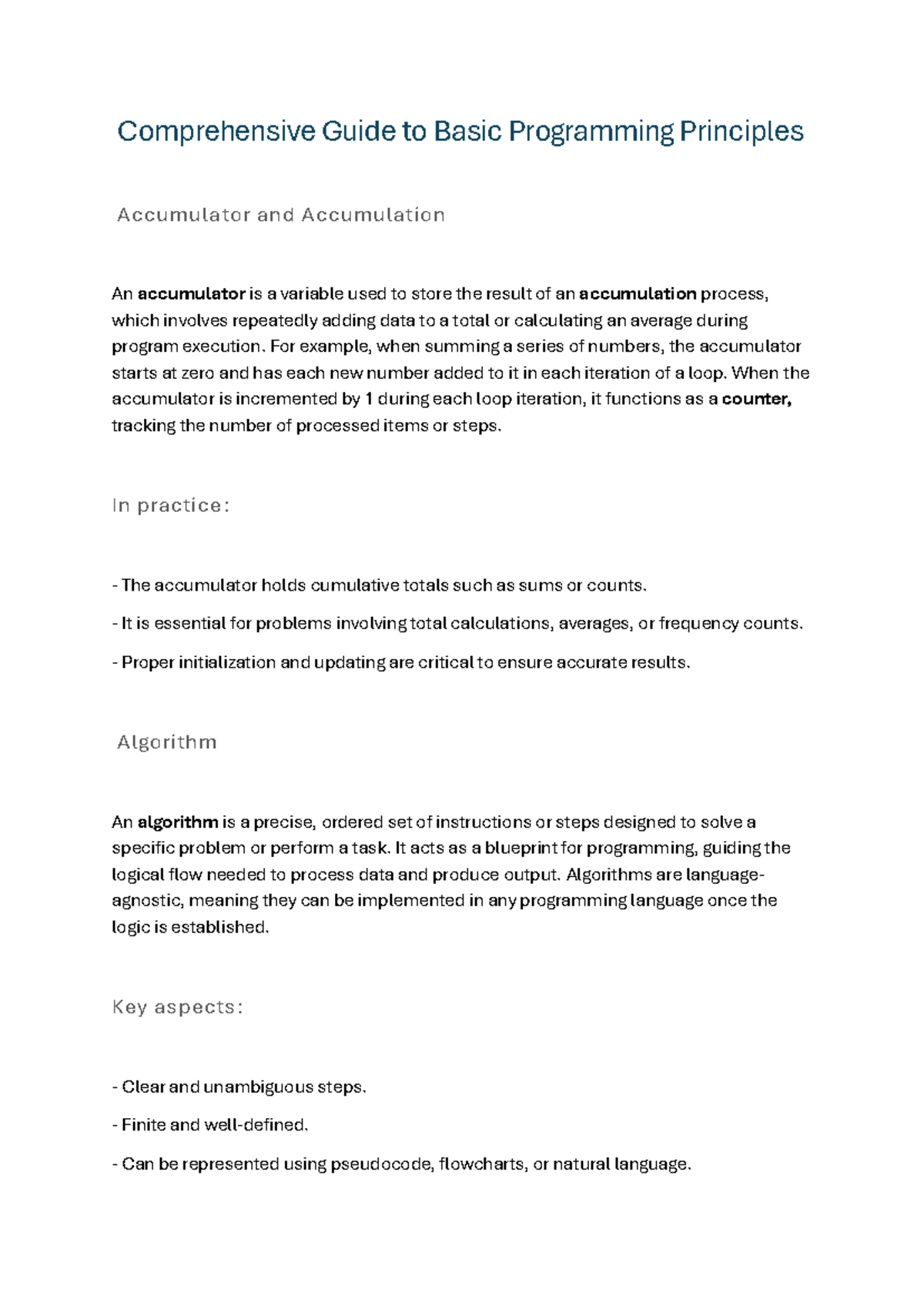 Comprehensive Guide to Basic Programming Principles (CS101) - Studocu