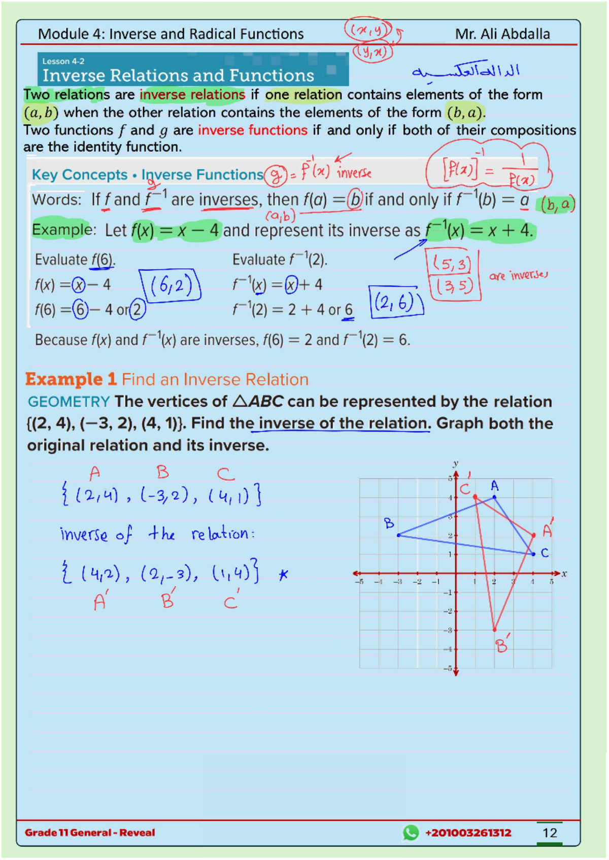 Module 4: Inverse Relations & Functions Lesson Notes - Studocu