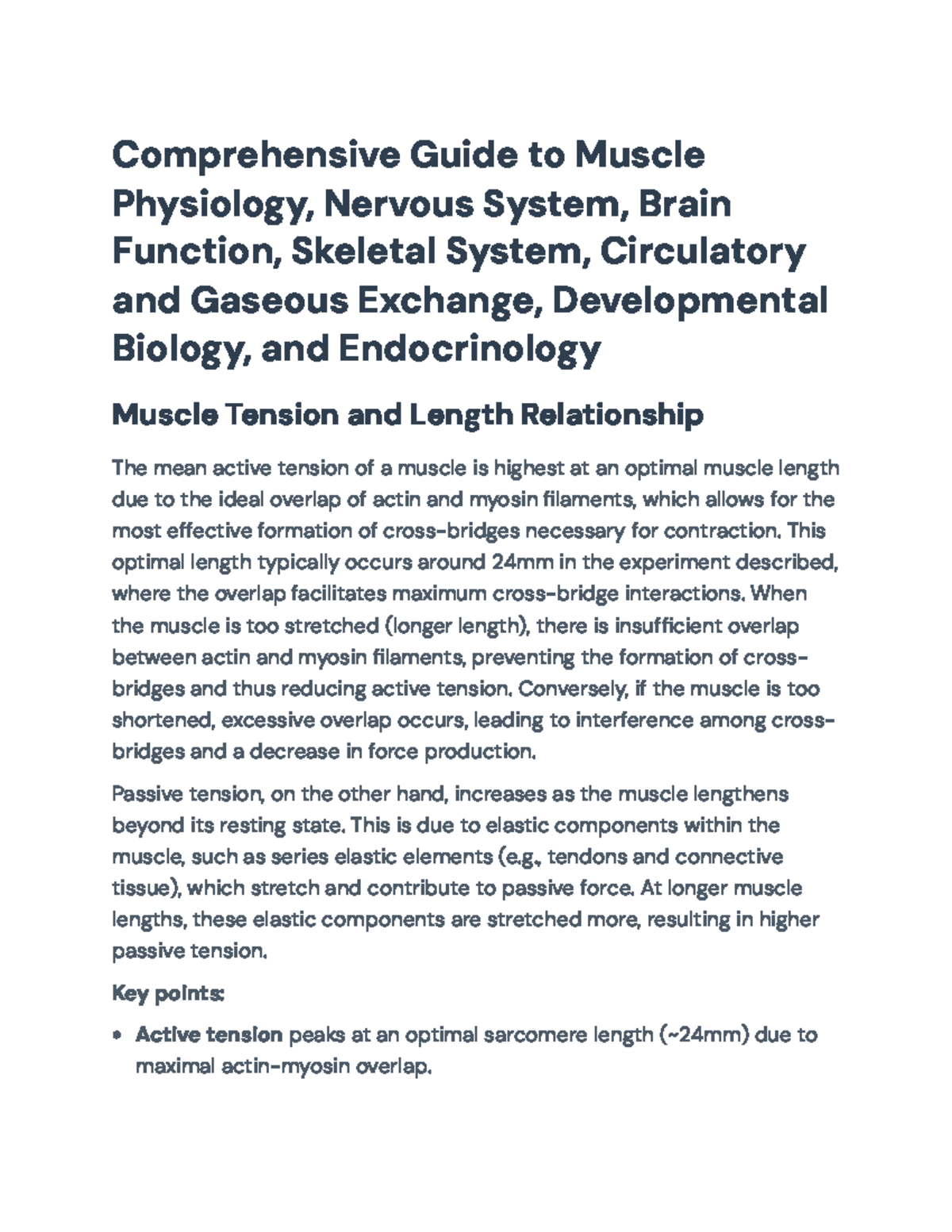 Comprehensive Study of Muscle Physiology and Endocrinology (BIO 101 ...
