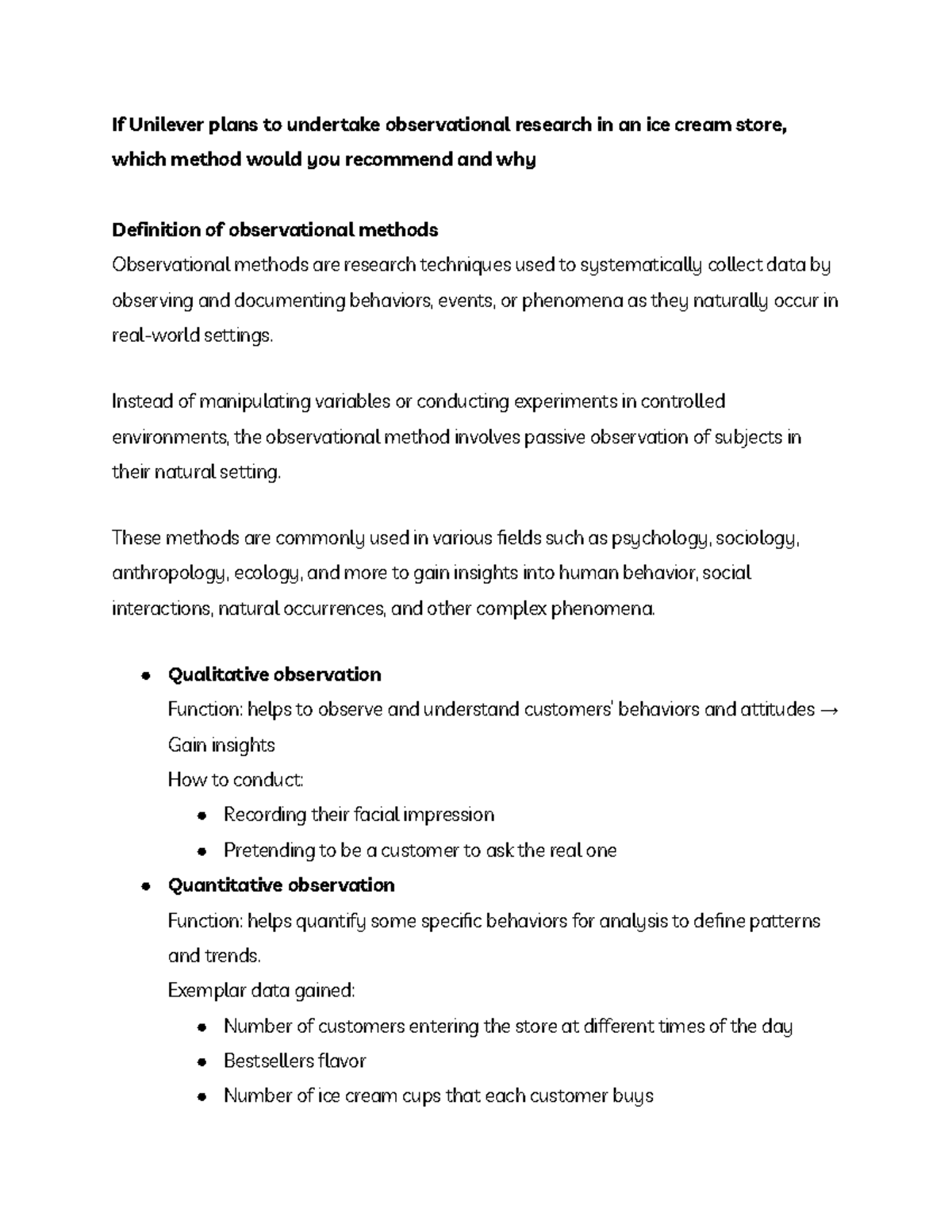 Observational Research Methods for Unilever: A Case Study Analysis ...