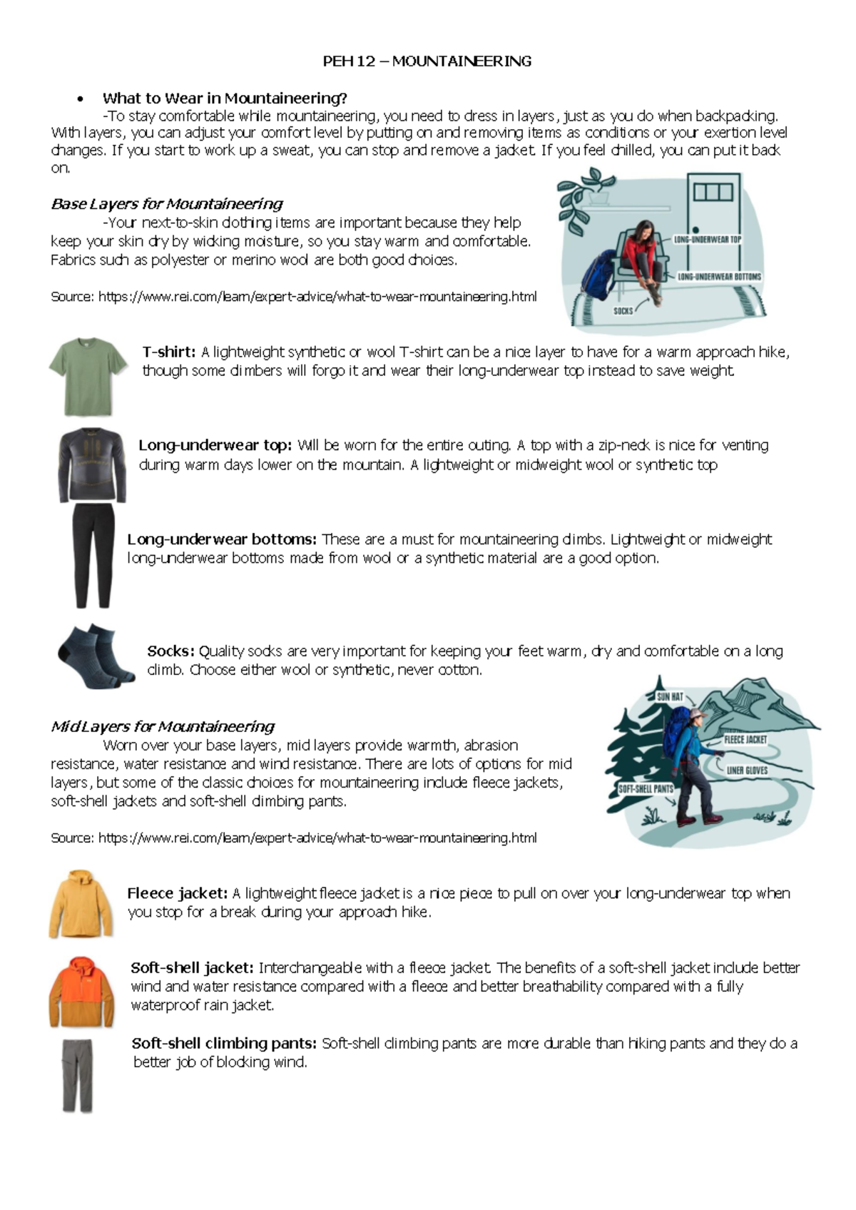 PEH 12 - Lecture 2: Essential Gear and Tips for Mountaineering - Studocu