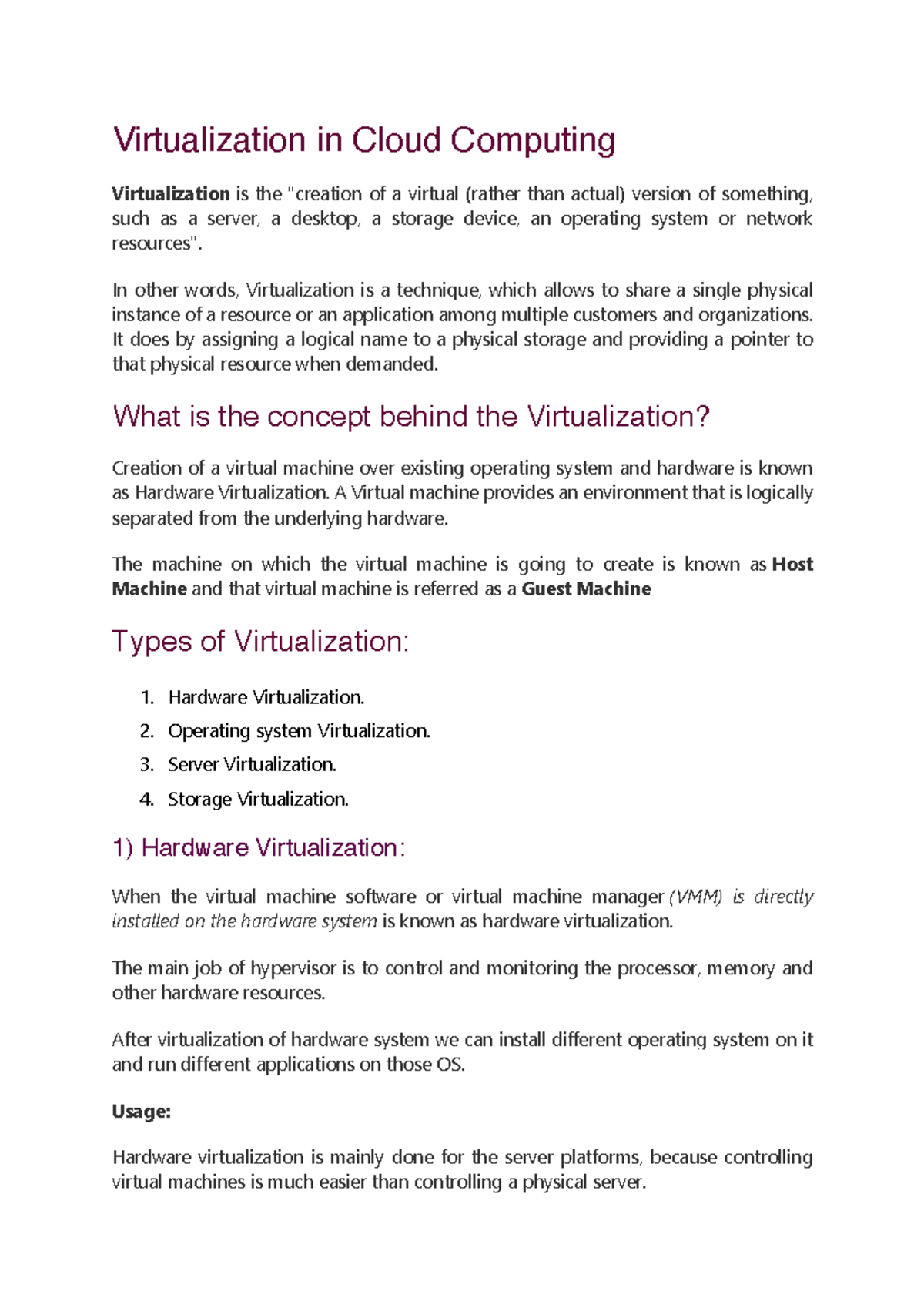 Lecture notes for reference - Virtualization in Cloud Computing ...