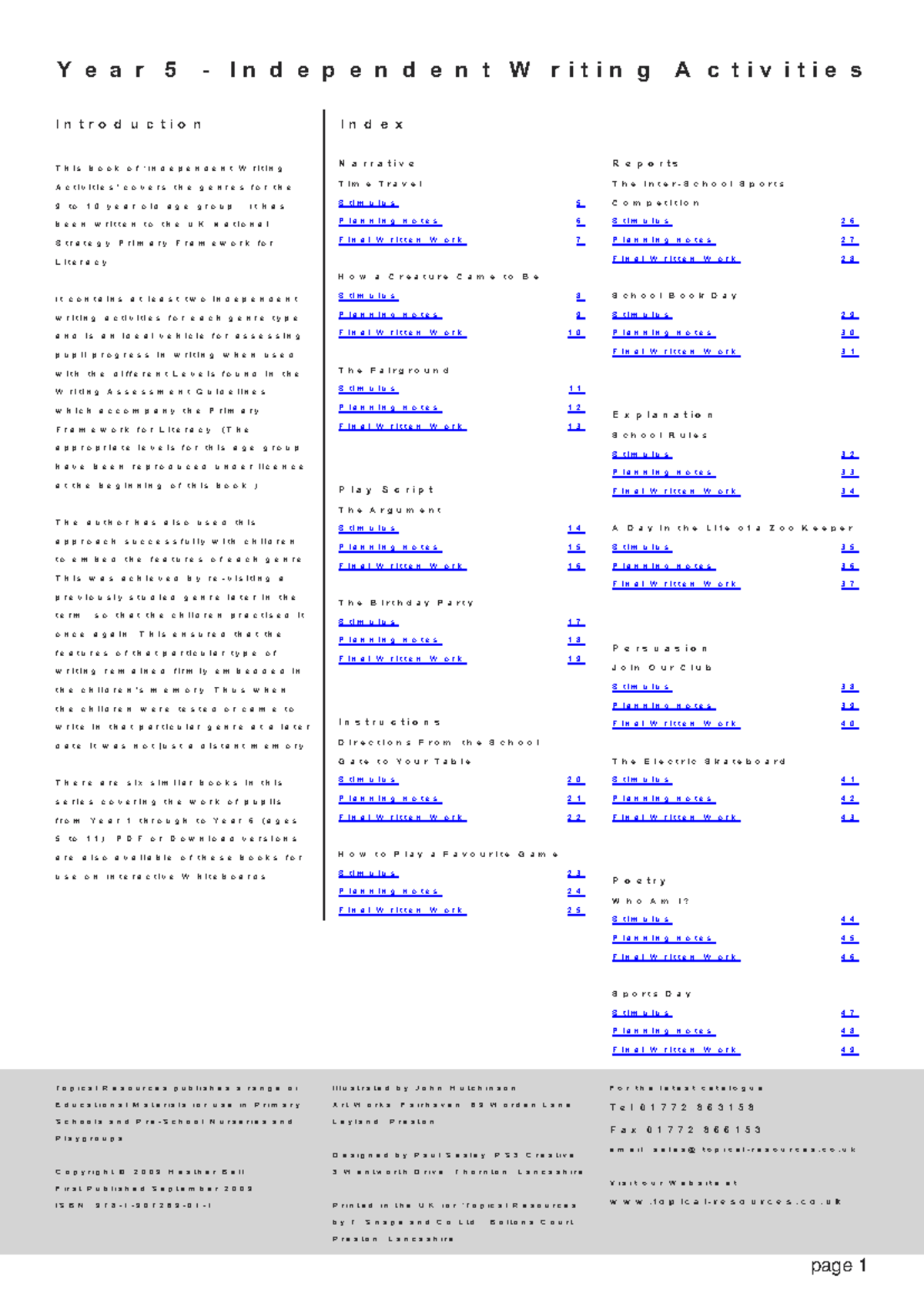 Year 5 Writing Activities: Engaging Genres for Ages 9-10 - Studocu
