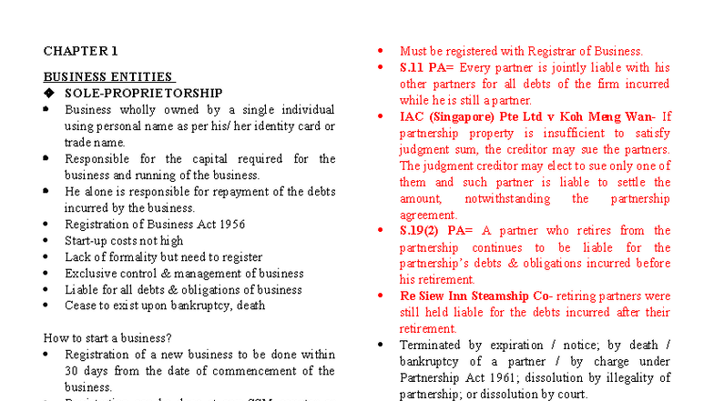 CHAPTER 1: BUSINESS ENTITIES OVERVIEW (BUS 101) - Studocu