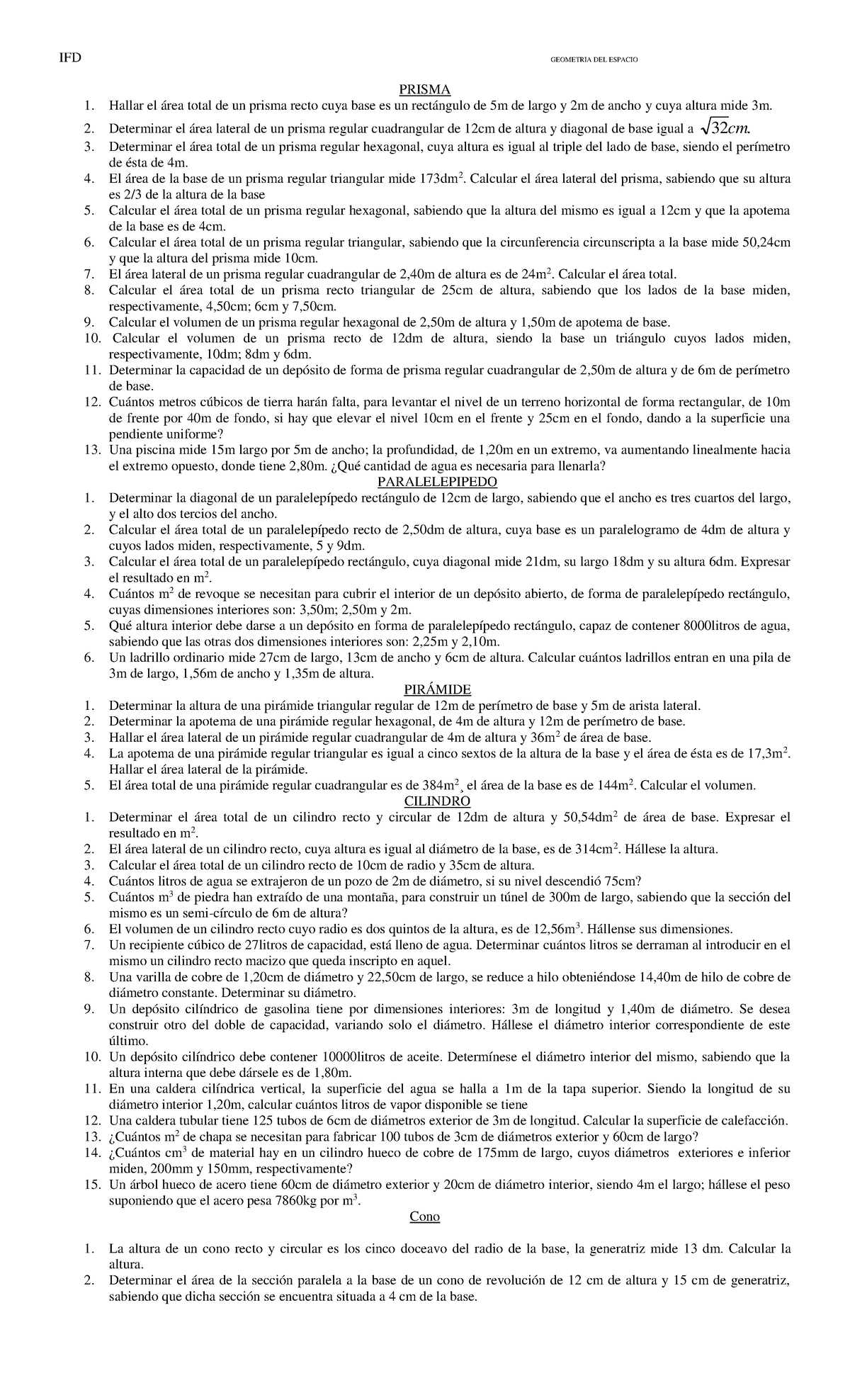 IFD GEOMETRÍA DEL ESPACIO: Cálculo de Áreas y Volúmenes de Prismas ...
