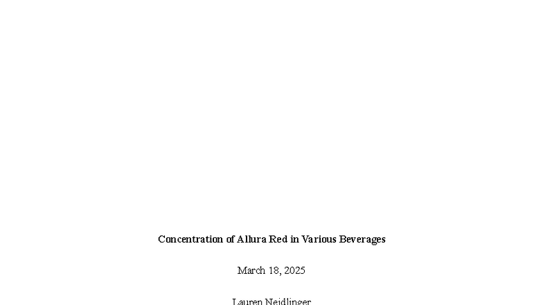 Scientific Paper- Concentration of Allura Red - Concentration of Allura ...