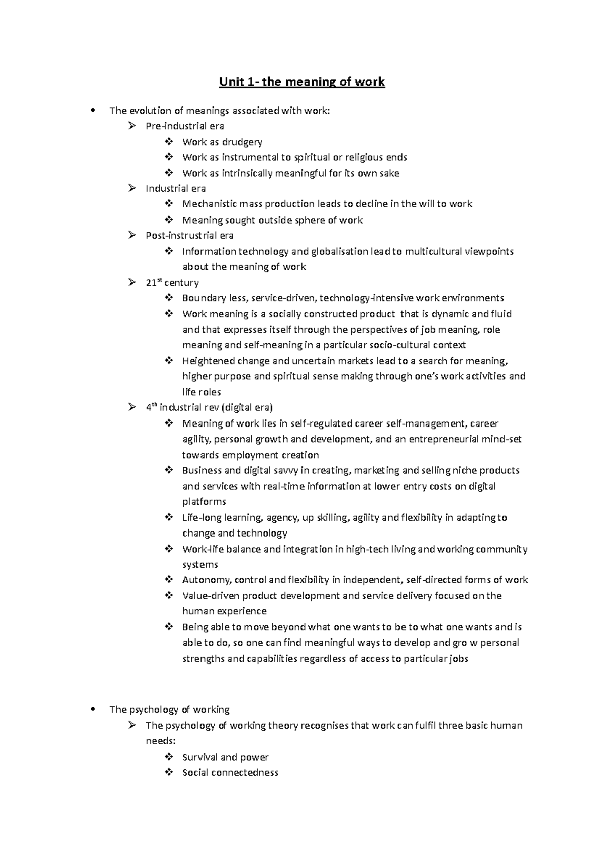 UNIT 1[12461] - Summary of Chapter 1: Understanding Work Meaning - Studocu