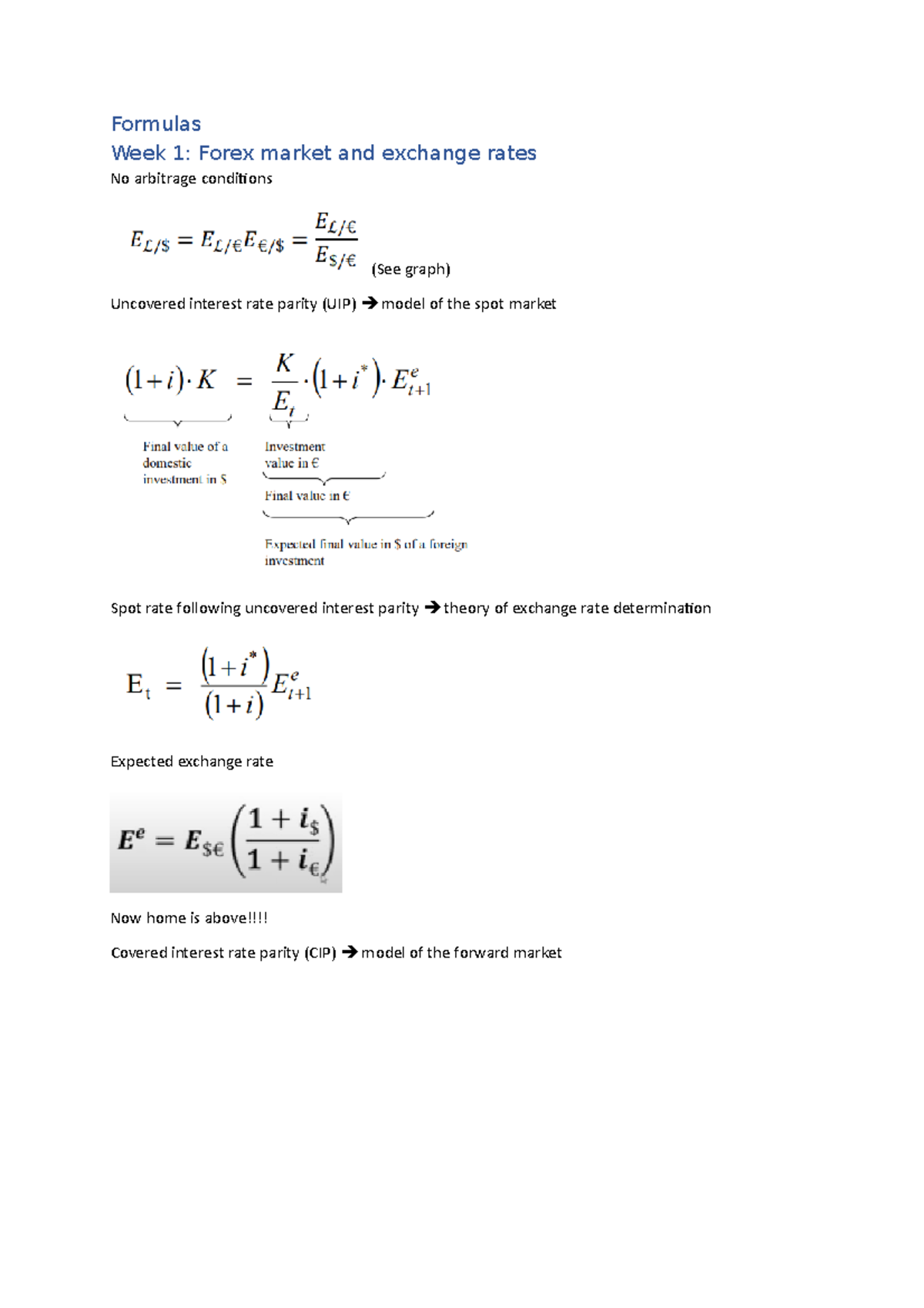 Formulas for International Economics: Key Concepts & Models - Studeersnel