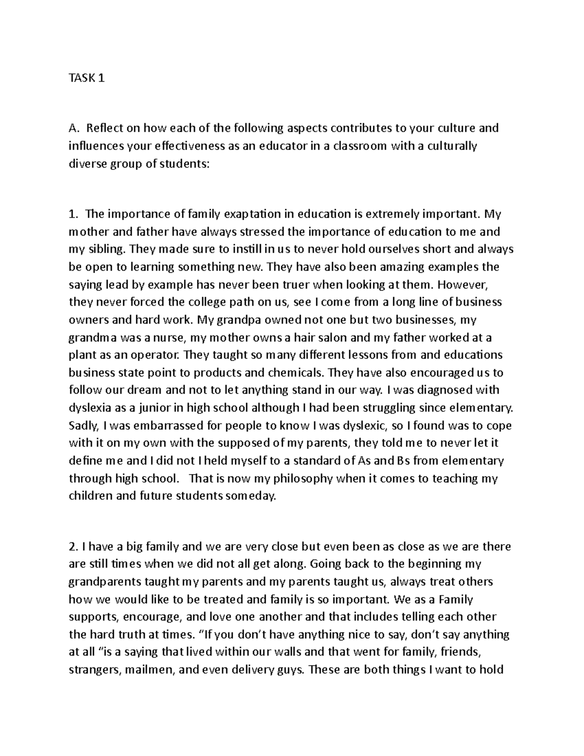 Task 1 d096 - task 1 - TASK 1 A. Reflect on how each of the following ...